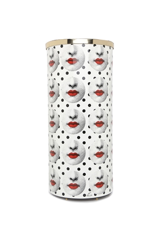 Fornasetti Beyaz Yüz Ve Dudak Baskılı Demir Şemsiyelik