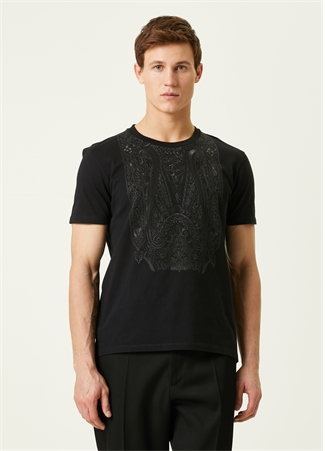 Etro Erkek Siyah Etnik Desenli T-shirt M EU