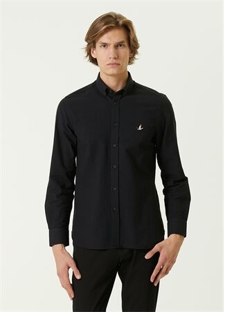 Beymen Club Erkek Slim Fit Siyah Düğmeli Yaka Gofre Dokulu Gömlek S Beymen Club Erkek Slim Fit Siyah Düğmeli Yaka Gofre Dokulu Gömlek S