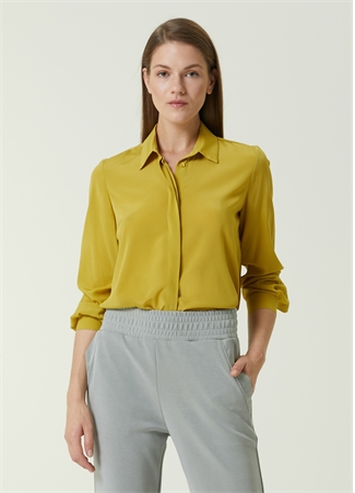 Beymen Club Kadın Sarı İngiliz Yaka İpek Gömlek S