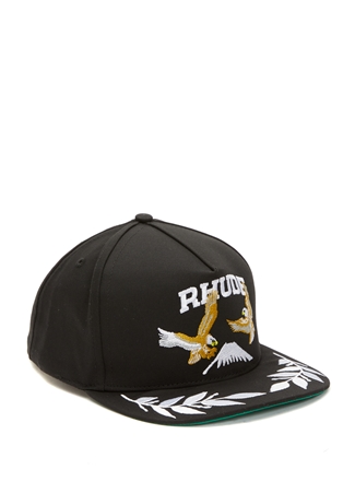 Rhude Erkek Siyah Logo Nakışlı Şapka Eu