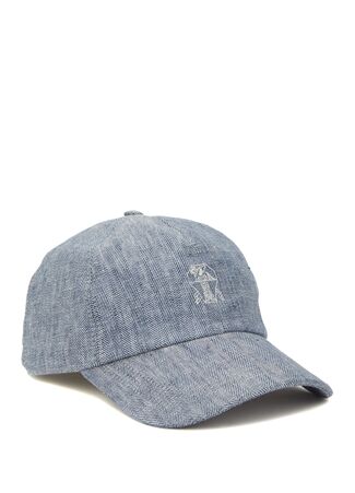 Brunello Cucinelli Erkek Mavi Logolu Şapka L EU