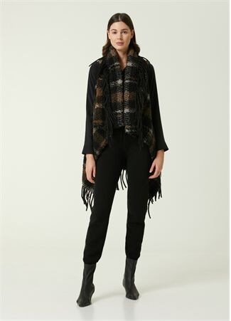 Gaynor Kadın Siyah Bej Yaka Detaylı Şal EU Gaynor Kadın Siyah Bej Yaka Detaylı Şal EU
