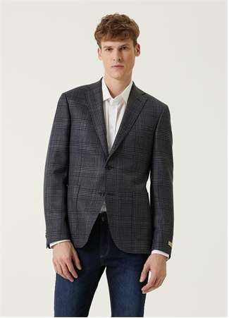 Beymen Collection Erkek Drop 8 Lacivert Ekoseli Yün Soft Ceket 52 IT Beymen Collection Erkek Drop 8 Lacivert Ekoseli Yün Soft Ceket 52 IT