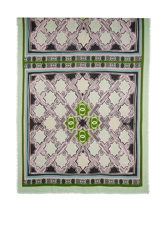 Imannoor Kadın Seljuk Star Karışık Desenli Yün Şal Yeşil EU