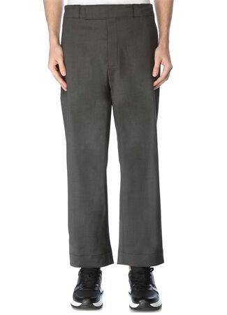 Prada Erkek Koyu Gri Bol Paça Yün Pantolon 48 IT