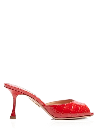 Aquazzura Kadın Carrie Kırmızı Topuklu Deri Terlik 38 EU