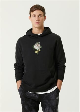 Allsaints Erkek Wreath Siyah Kapüşonlu Sweatshirt S EU