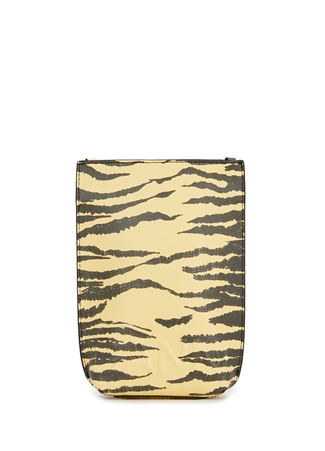 Ganni Kadın Siyah Sarı Zebra Desenli Logolu Omuz Çantası EU Ganni Kadın Siyah Sarı Zebra Desenli Logolu Omuz Çantası EU