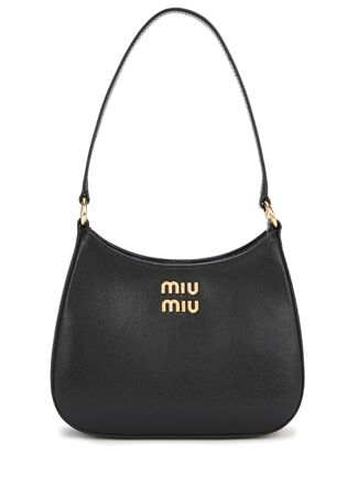 Miu Kadın Siyah Logolu Deri Omuz Çantası EU