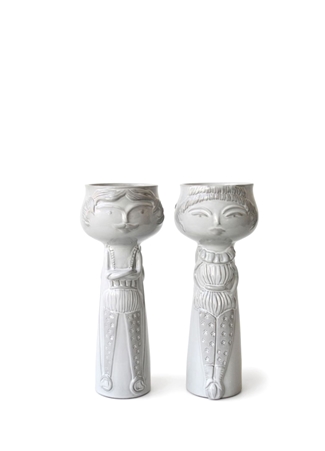 Jonathan Adler Utopia Figür Desenli Porselen Vazo Beyaz