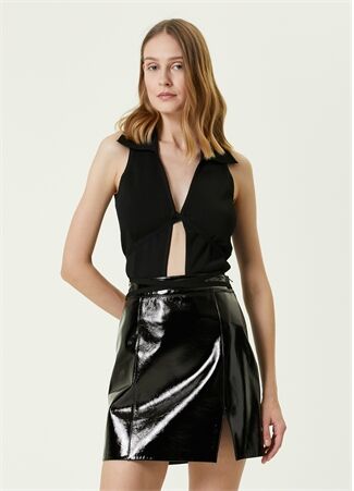 Academia Kadın Siyah Bağlamalı Kolsuz Triko XS EU