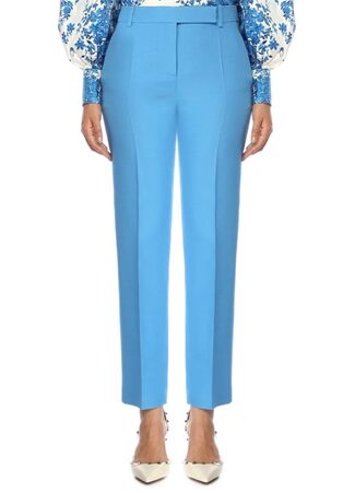 Valentino Kadın Mavi Normal Bel Yün Cigarette Pantolon 46 IT