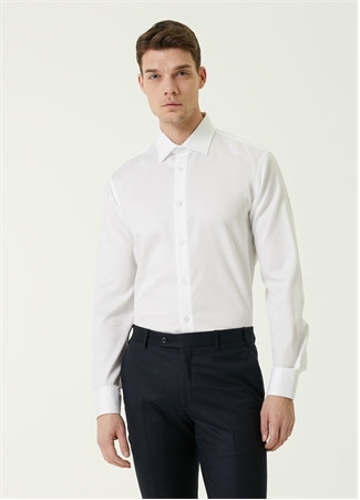 Beymen Club Erkek Comfort Fit Beyaz Armürlü Non-Iron Gömlek M Beymen Club Erkek Comfort Fit Beyaz Armürlü Non-Iron Gömlek M