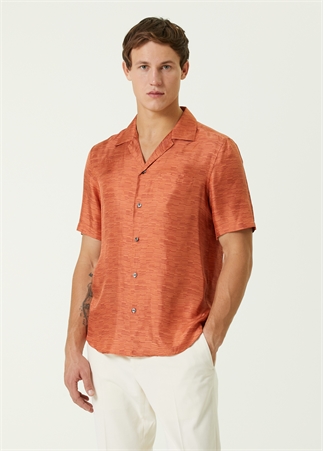 Pal Zileri Erkek Turuncu Desenli İpek Gömlek 40 IT
