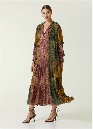 Alexis Kadın Annibelis Yakası Bağcıklı Desenli Maksi Elbise XS EU Alexis Kadın Annibelis Yakası Bağcıklı Desenli Maksi Elbise XS EU