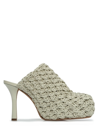 Bottega Veneta Kadın BV Bold Ekru Örgü Dokulu Deri Terlik Bej 37 EU