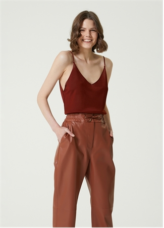 Network Kadın Slim Fit Turuncu V Yaka Askılı Kazak S EU