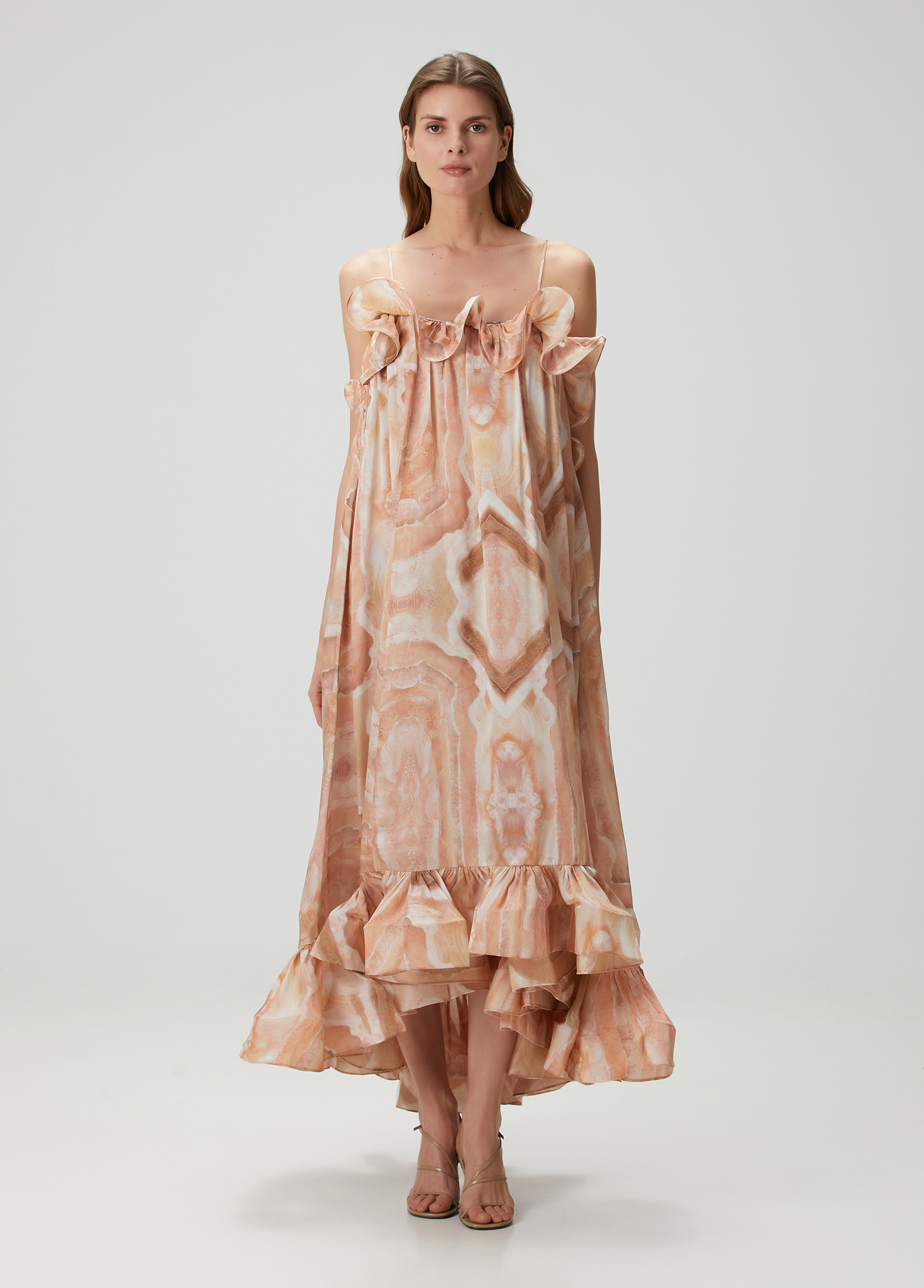 Zimmermann Somon Kadın Illuminate Somon Maksi İpek Abiye Elbise 1701821 ...