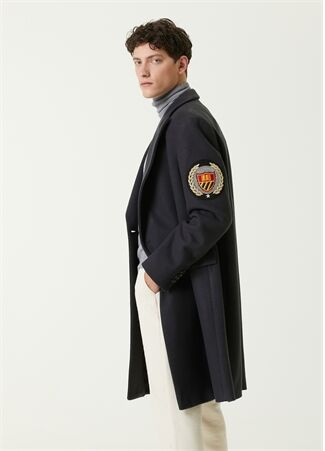 Bel-Air Erkek Lacivert Logo Detaylı Palto 46 IT