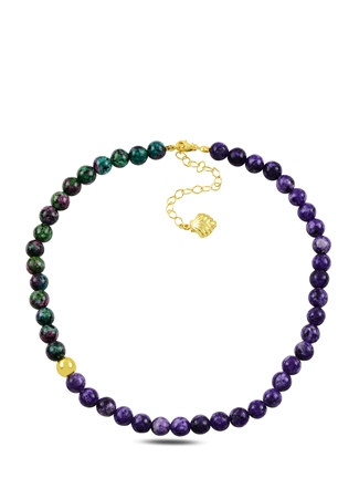 Felizist Kadın Khai Mor Boncuklu Altın Rengi Kaplama Kolye EU