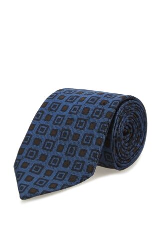 Fiorio Erkek Mavi Geometrik Desenli İpek Kravat EU