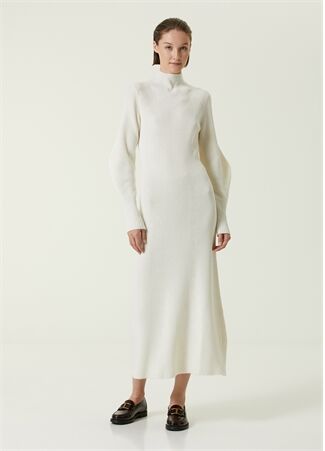 Loulou Studio Kadın Ekru Dik Yaka Midi Yün Elbise Bej S EU