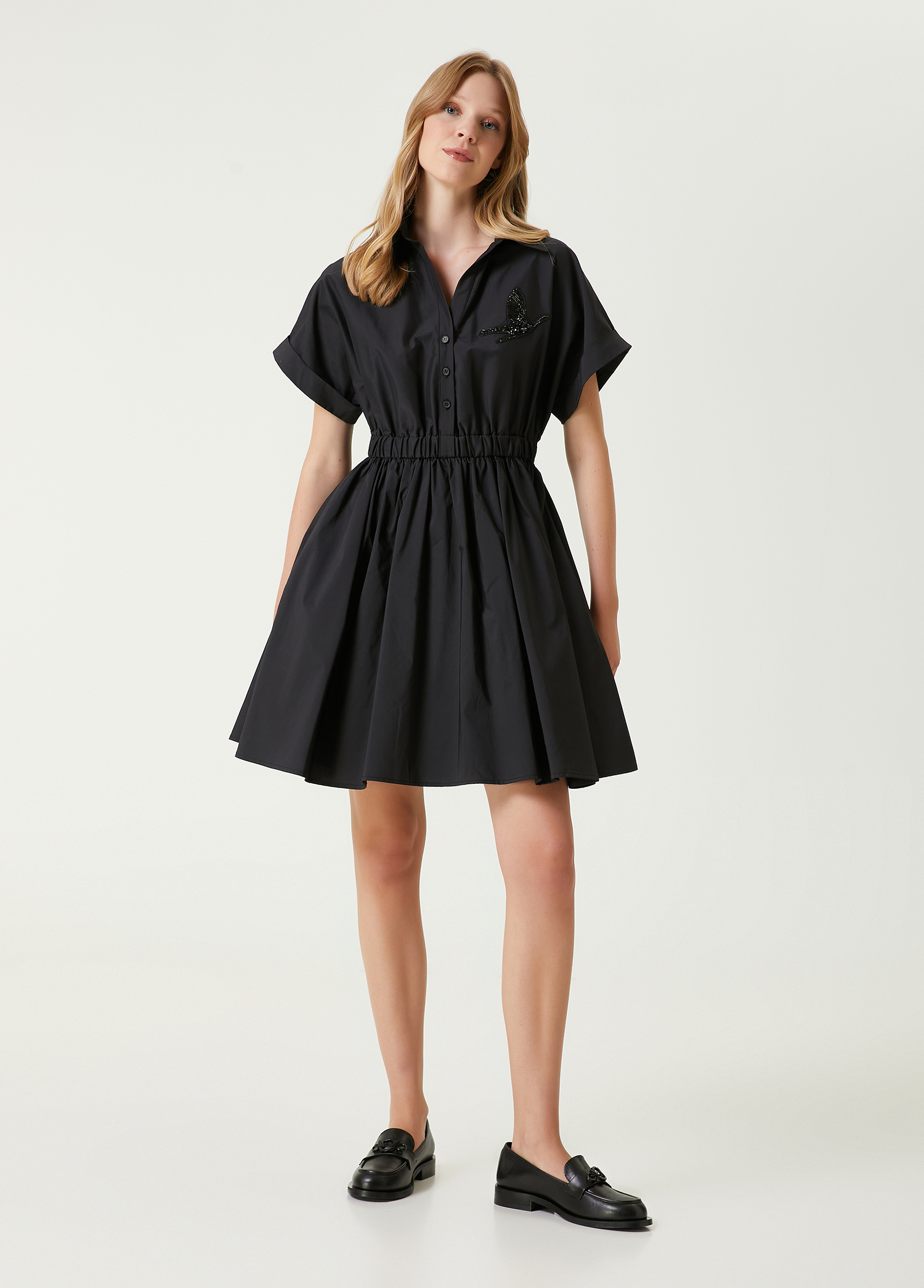 Beymen Club - Siyah Mini Gömlek Elbise