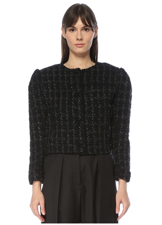 IRO Kadın Siyah Kareli Tweed Dokulu Ceket 36 FR