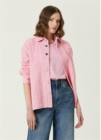 Bottega Veneta Kadın Pembe Jakarlı Havlu Ceket Xs Eu