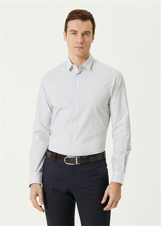 Pal Zileri Erkek Mavi Mikro Desenli Gömlek Lacivert 40 IT