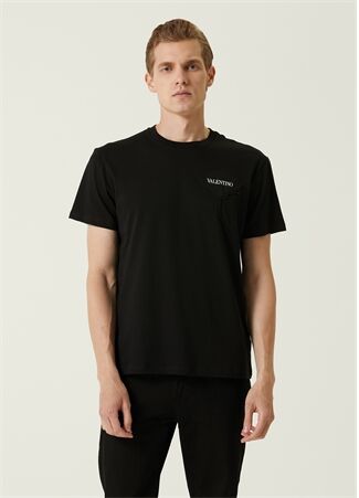 Valentino Erkek Siyah Çiçekli Logo Baskılı T-shirt S EU