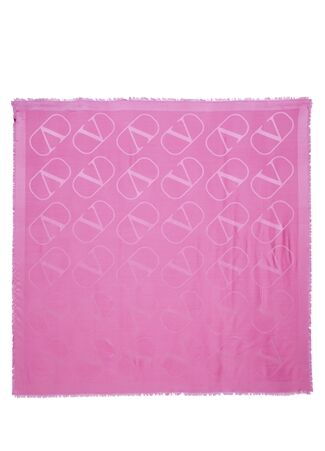 Valentino Garavani Kadın Pembe Logolu İpek Şal EU