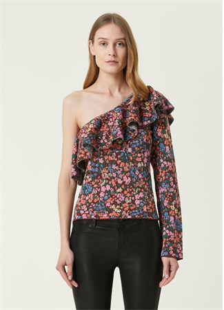 Philosophy di Lorenzo Serafini Kadın Colorblocked Çiçek Desenli Fırfırlı Bluz 42 IT