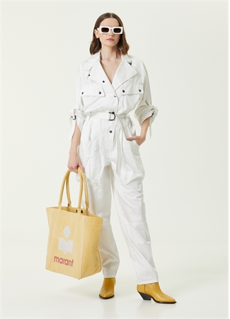 Isabel Marant Kadın Florine Utility Ekru Kemerli Maksi Tulum Bej 36 FR
