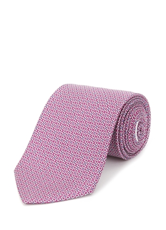Salvatore Ferragamo Erkek Pembe Mikro Desenli İpek Kravat EU Salvatore Ferragamo Erkek Pembe Mikro Desenli İpek Kravat EU