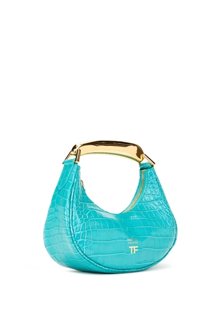 Tom Ford Kadın Turkuaz Krokodil Dokulu Deri El Çantası Mavi Eu
