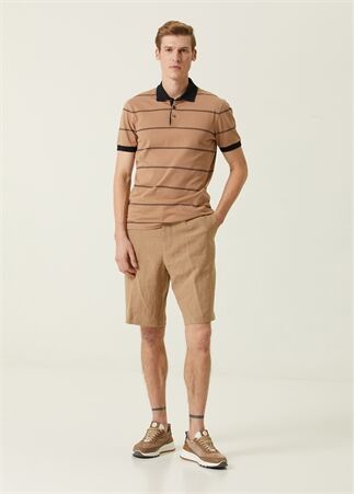 Brunello Cucinelli Erkek Kamel Keten Şort Kahverengi 52 IT