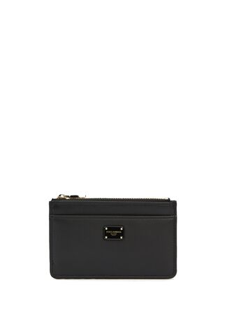 Dolce&Gabbana Kadın Siyah Logolu Deri Kartlık EU