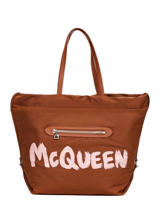 Alexander Mcqueen Kadın Taba Logo Baskılı Deri Omuz Çantası Kahverengi Eu Alexander Mcqueen Kadın Taba Logo Baskılı Deri Omuz Çantası Kahverengi Eu