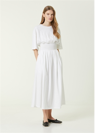 Toteme Kadın Beyaz Büzgü Detaylı Midi Elbise S EU