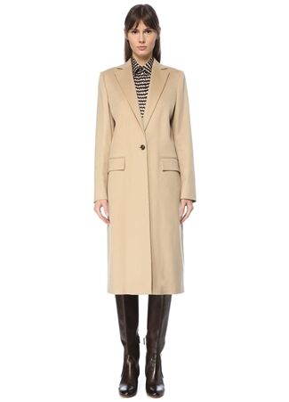 Kiton Kadın Bej Kelebek Yaka Kaşmir Palto 42 IT