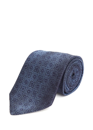 Beymen Collection Erkek Lacivert Mikro Geometrik Desenli İpek Kravat EU IT
