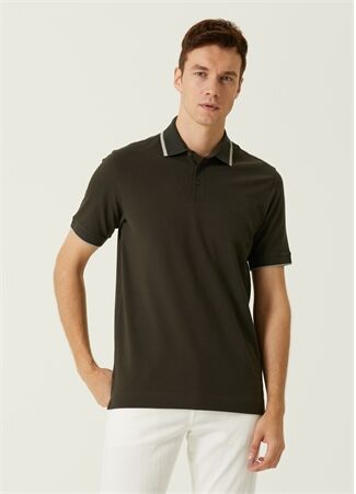 Z Zegna Erkek Yeşil Polo Yaka Biyeli T-shirt L IT
