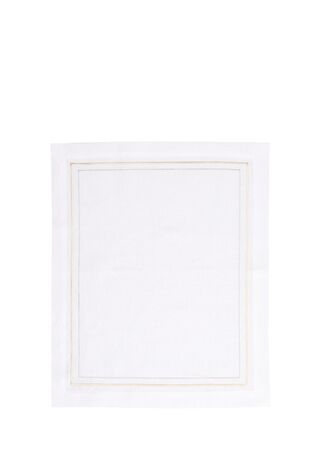 Serenk Kenarları Nakışlı 4lü Keten Amerikan Servis Seti Çok Renkli