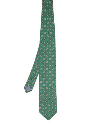 Eton Erkek Yeşil Desenli İpek Kravat Kırmızı EU