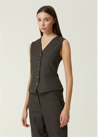 Muse For All Kadın Amy Kahverengi V Yaka Yün Yelek 38 EU