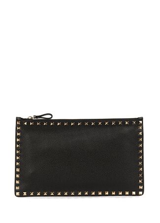 Valentino Garavani Kadın Rockstud Siyah Deri El Portföyü EU