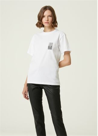 Balenciaga Kadın Beyaz Logolu T-shirt XS EU