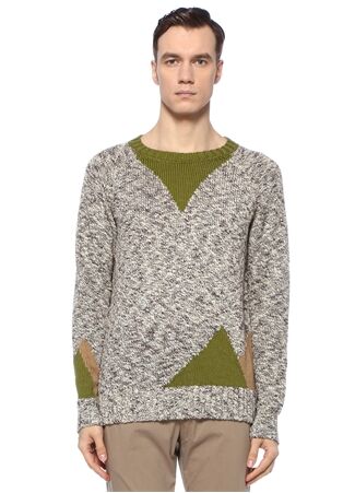 Pal Zileri Erkek Gri Yeşil Geometrik Desenli Dokulu Kazak 50 IT